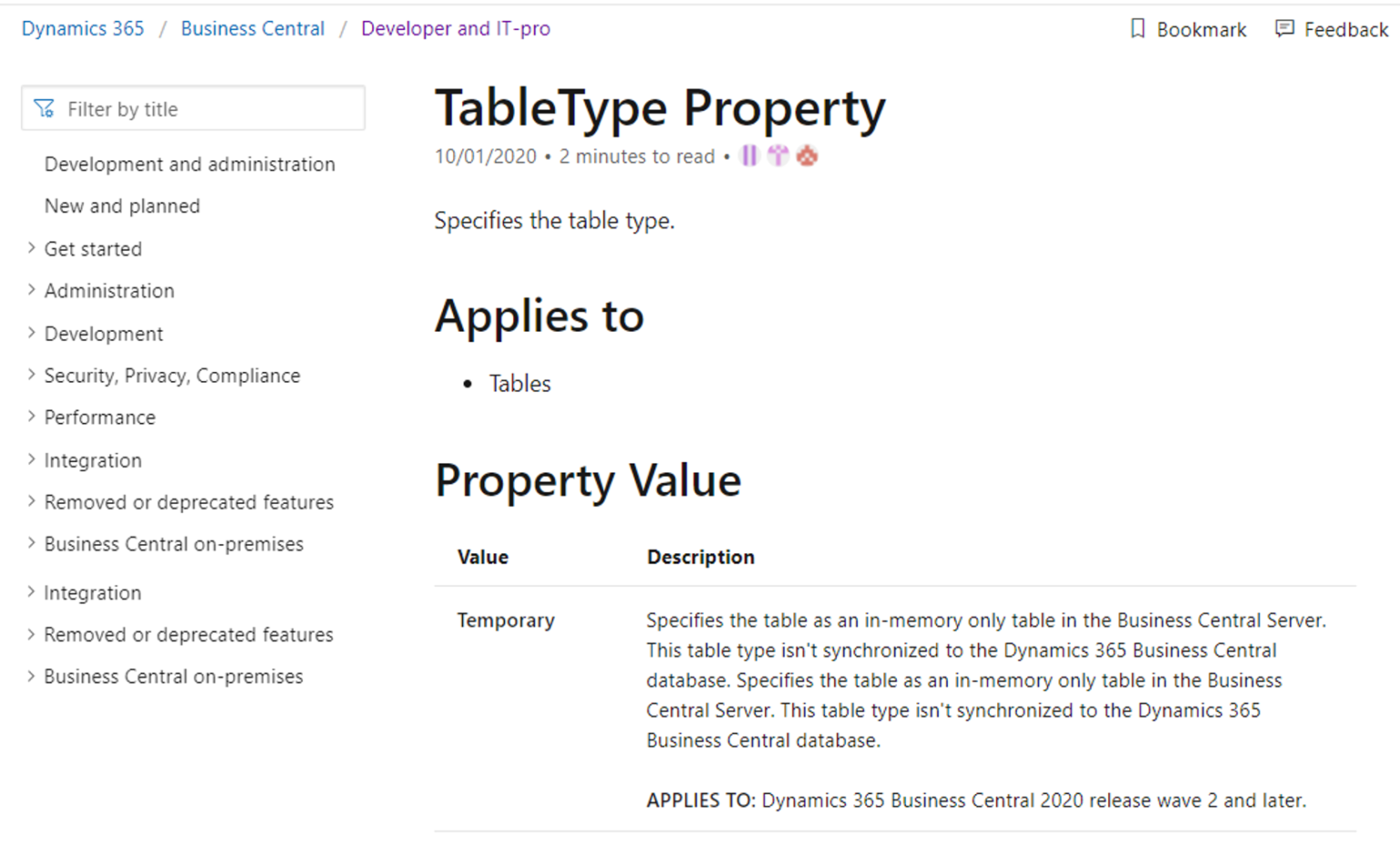 Dynamics 365 Business Central: TableType Property = Temporary ...