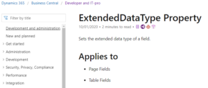 Dynamics 365 Business Central: How to set the extended data type of a ...