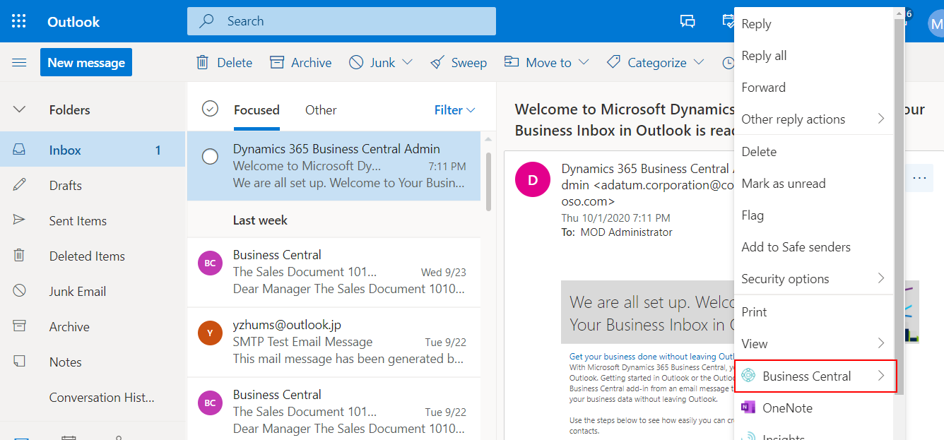 Outlook Integration with Microsoft Dynamics 365 Business Central ...