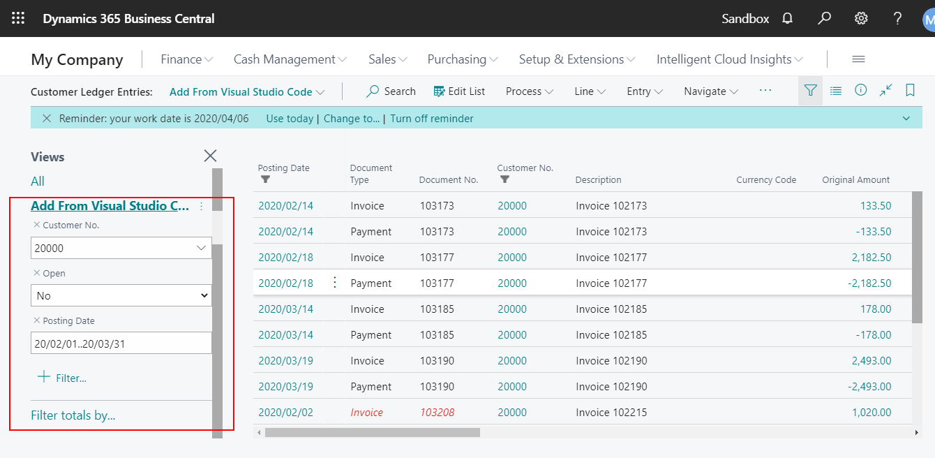 Dynamics 365 Business Central Mini tips: How to create new list view ...