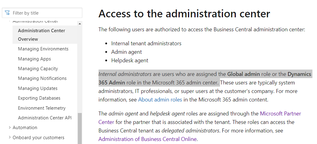 Dynamics 365 Business Central: Giving the Business Central Admin Center ...