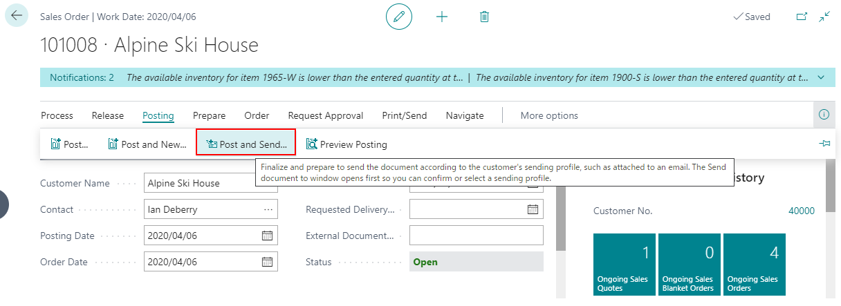 Dynamics 365 Business Central: Document Sending Profile (Post and Send ...