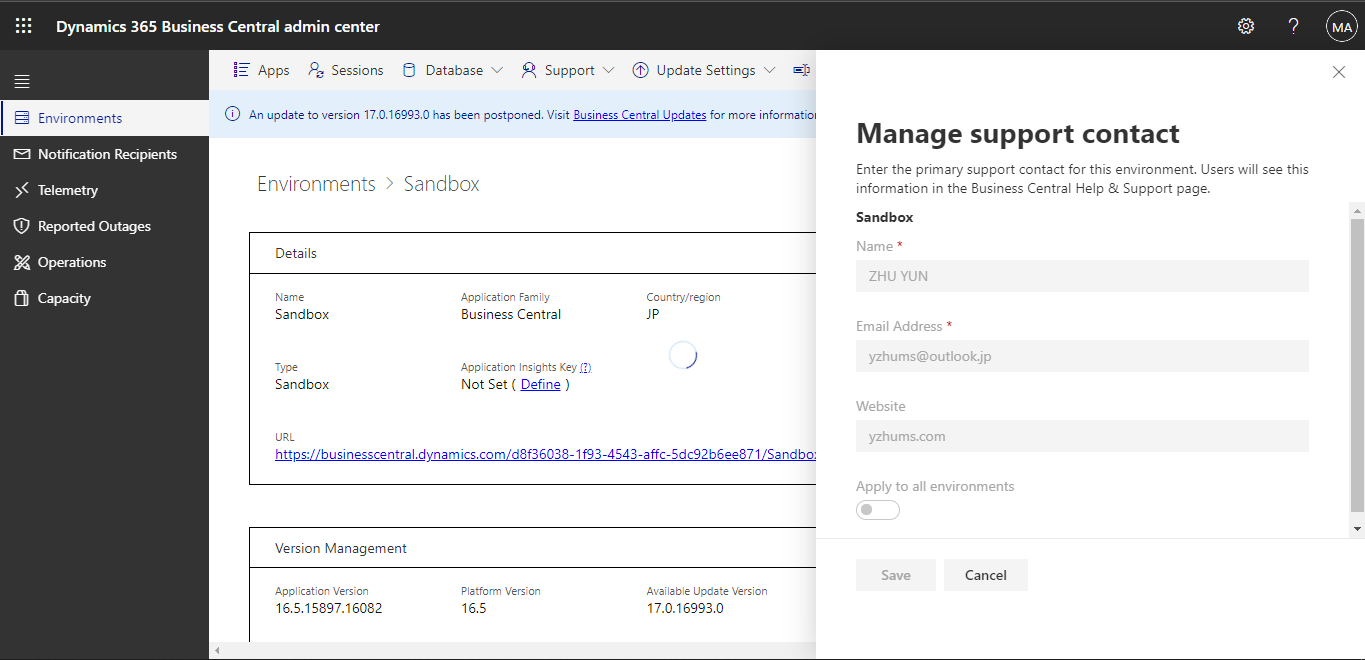 Dynamics 365 Business Central Mini tips: Manage support contact ...