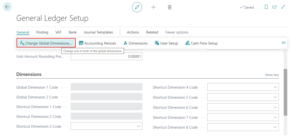 Dynamics 365 Business Central: How to Change Global Dimensions after Go ...