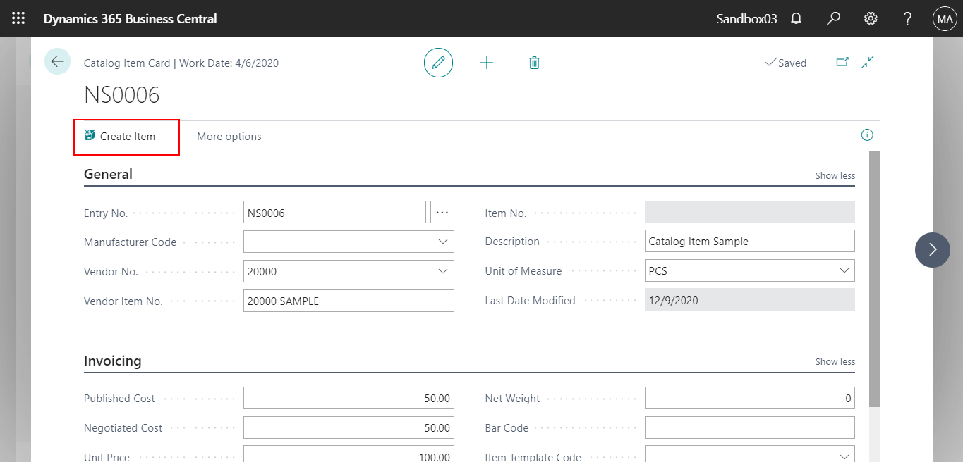 Dynamics 365 Business Central: Catalog Items | Dynamics 365 Lab
