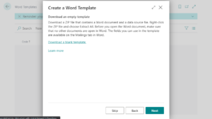 Dynamics 365 Business Central: Using Word Templates (Enablement of Word ...