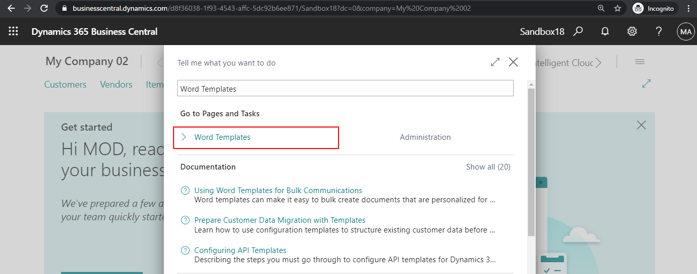 Dynamics 365 Business Central: Using Word Templates (Enablement of Word ...