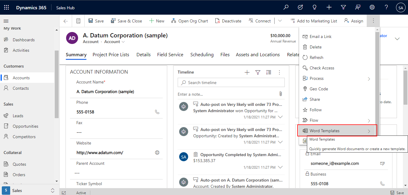 Dynamics 365 Business Central: Using Word Templates (Enablement of Word ...
