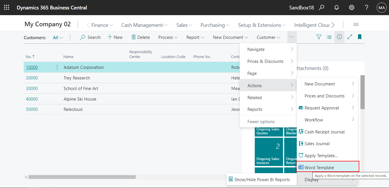 Dynamics 365 Business Central: Using Word Templates (Enablement of Word ...