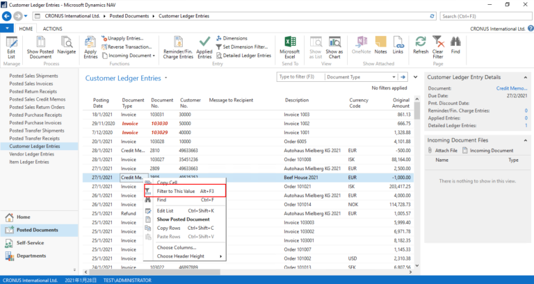 Dynamics 365 Business Central mini tips: Quick Filters (Filter to this ...