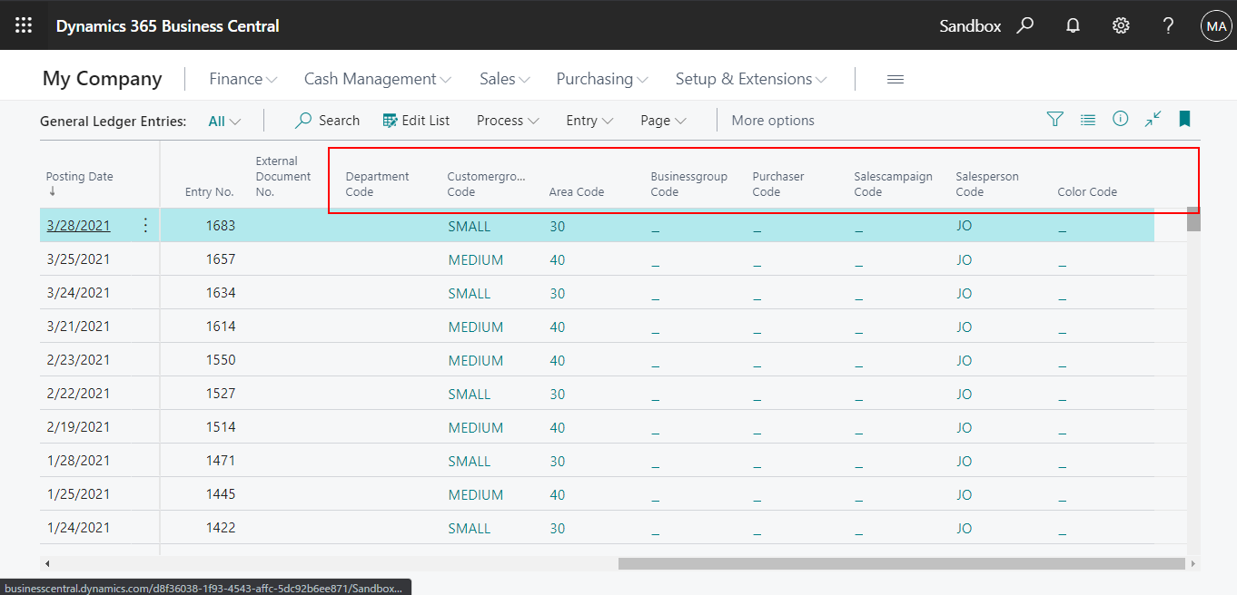 Dynamics 365 Business Central: How to get Dimension Name, Code Caption ...