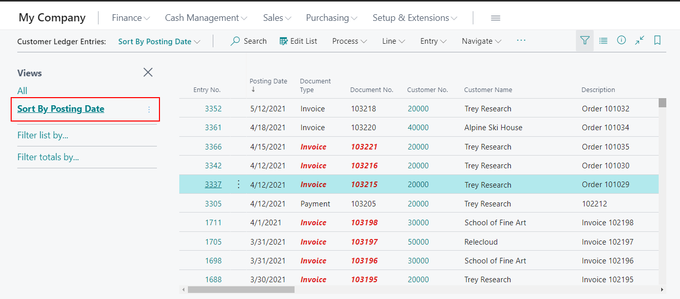 Dynamics 365 Business Central: How to set and change the default sort ...