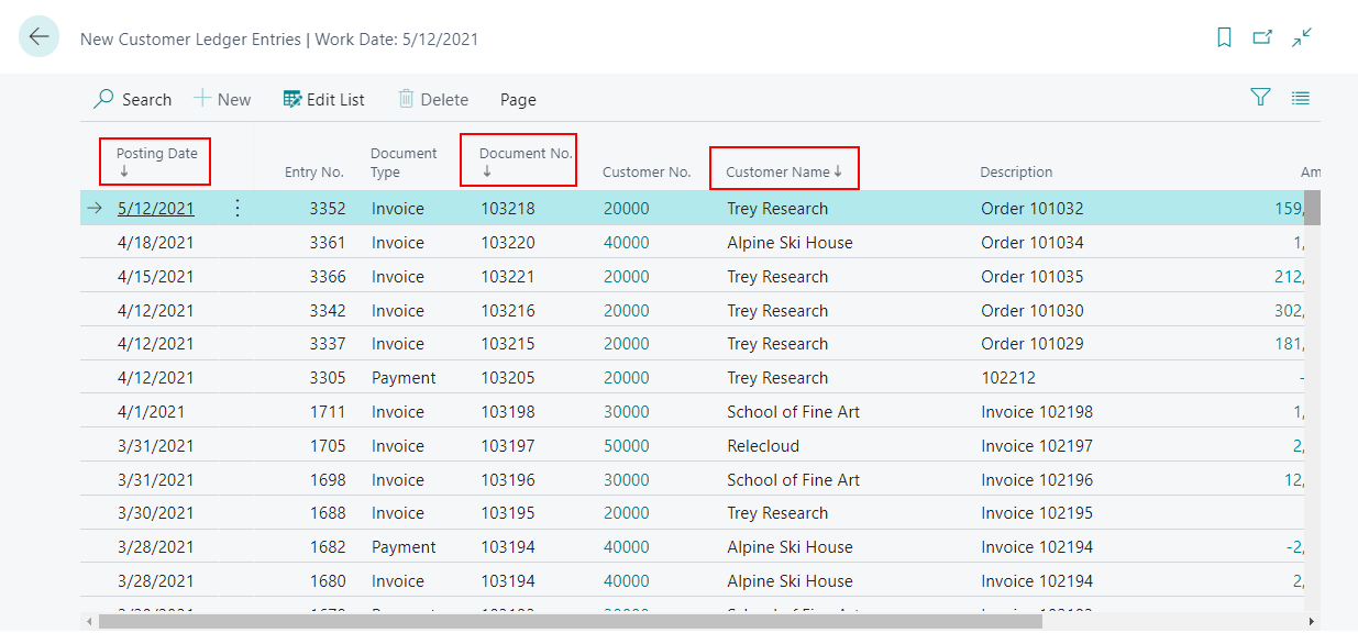Dynamics 365 Business Central: How to set and change the default sort ...