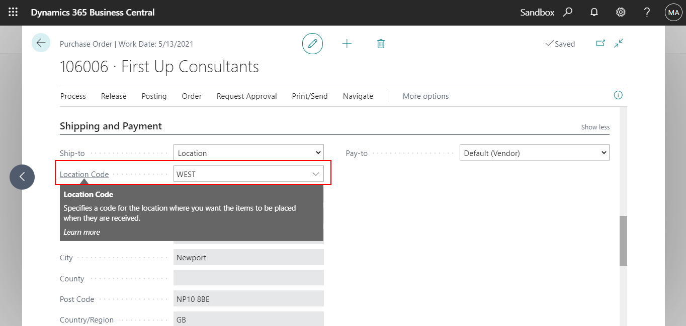 Dynamics 365 Business Central: Using Get Receipt Lines on the Transfer ...