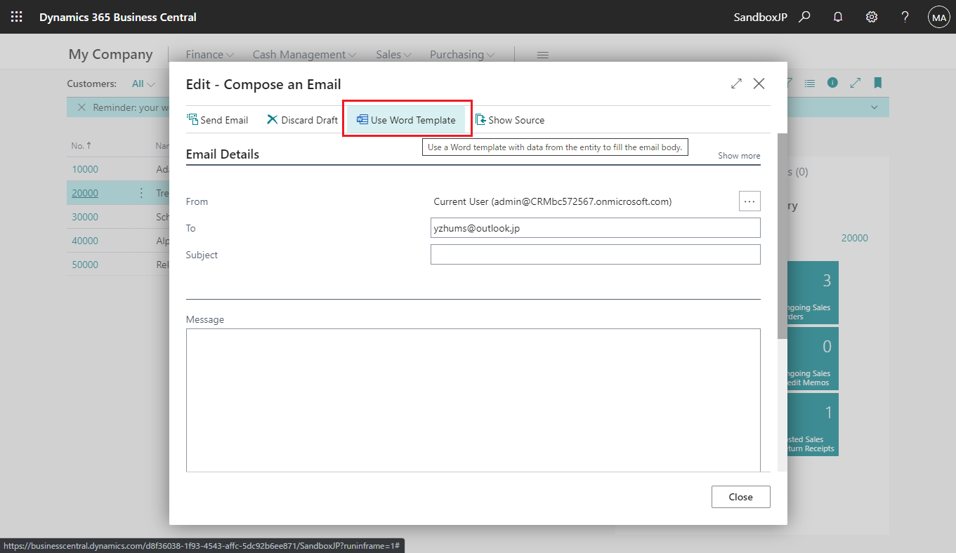 Dynamics 365 Business Central: Using Word Templates with Email ...
