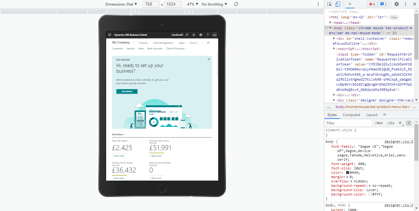 How to simulate Mobile Devices to open Dynamics 365 Business Central ...