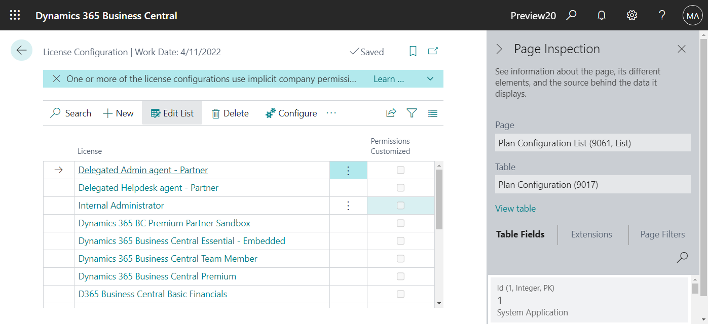 Business Central 2022 wave 1 (BC20) new features: License Configuration ...