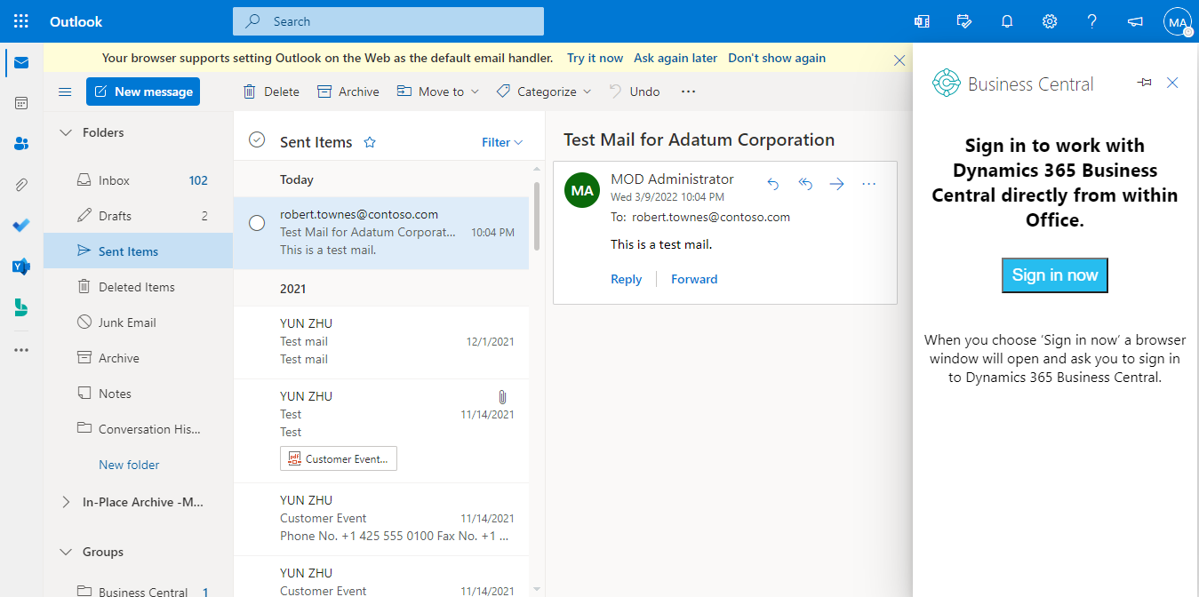 Business Central 2022 wave 1 (BC20) new features: Add email attachments ...