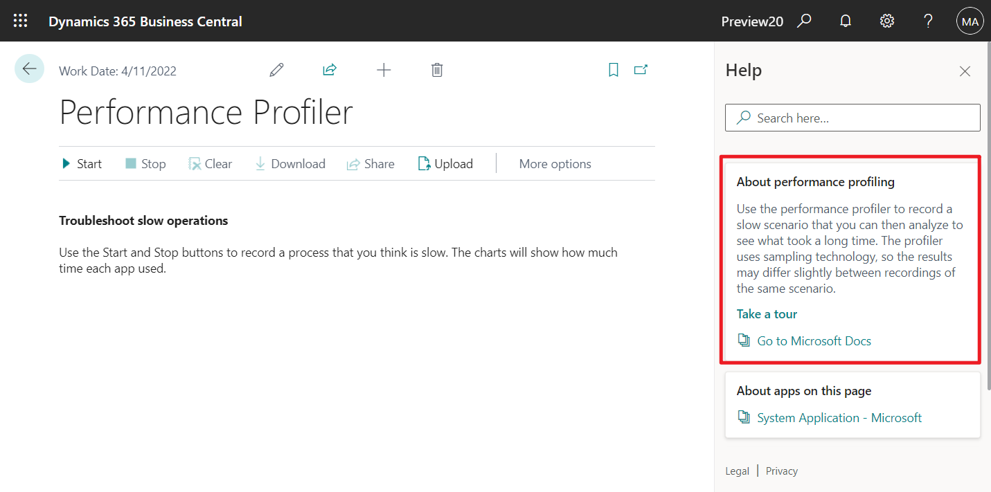 Business Central 2022 wave 1 (BC20) new features: In-client performance profiler (Performance ...