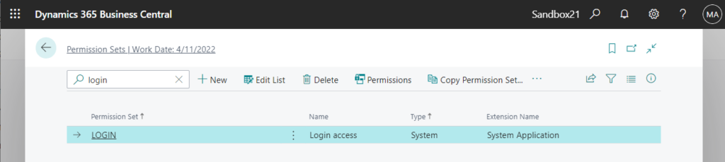 Dynamics 365 Business Central: LOGIN Permission Set (Minimal permission ...