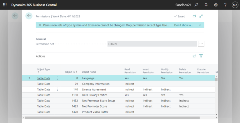 Dynamics 365 Business Central: LOGIN Permission Set (Minimal permission ...