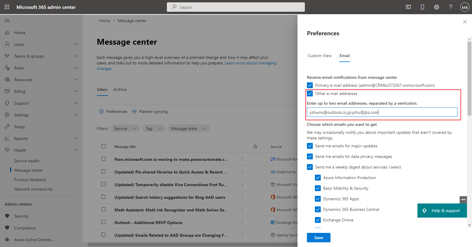 Note: Microsoft expect to remove the Notification recipients list from ...
