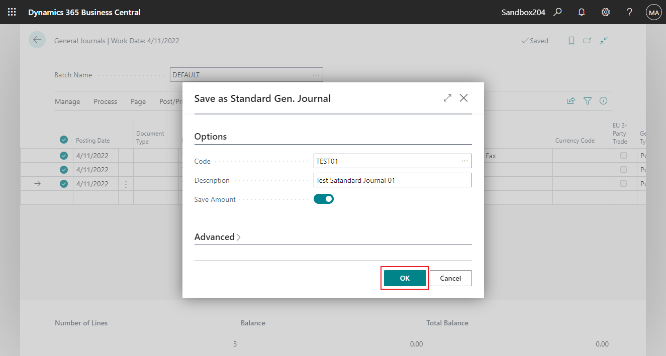 Dynamics 365 Business Central: Working with Standard Journals (Save as ...
