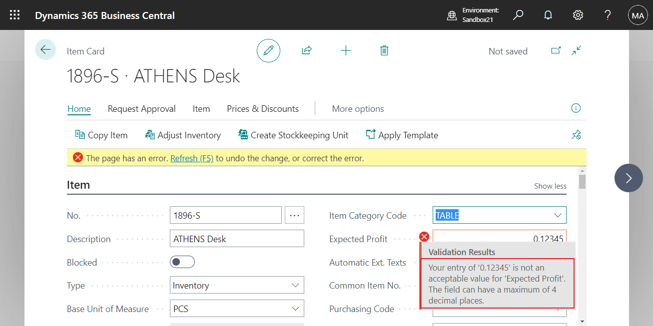 Dynamics 365 Business Central: How to display the decimal value as a ...