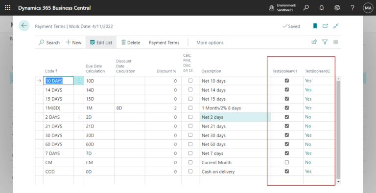 Dynamics 365 Business Central: Boolean field on the list page (A checkbox? A Yes/No text ...