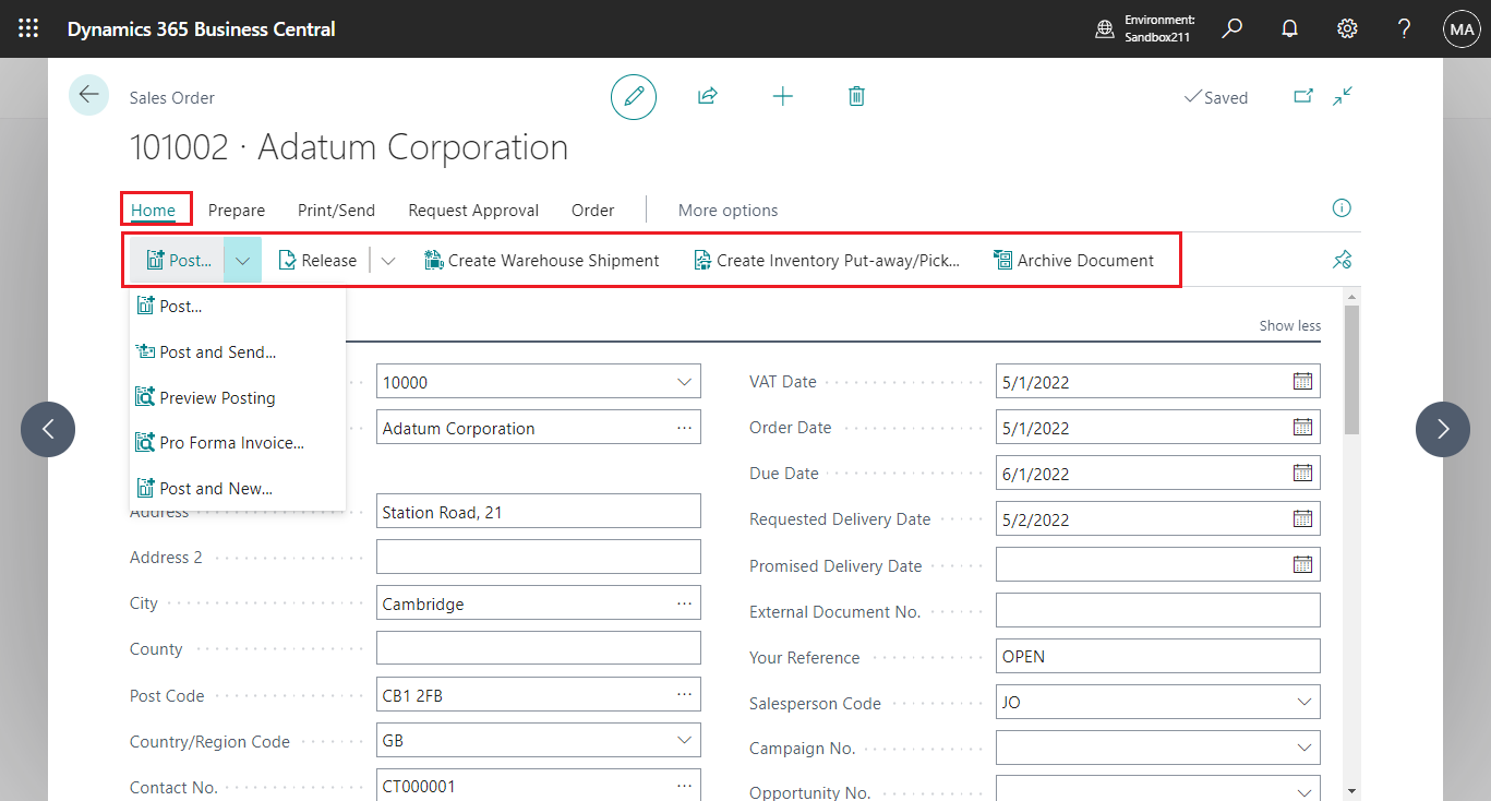 Business Central 2022 wave 2 (BC21): Where is the Process tab on ...