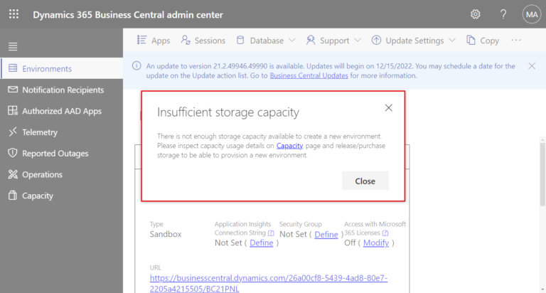 Dynamics 365 Business Central: How to check tenant size, environment ...