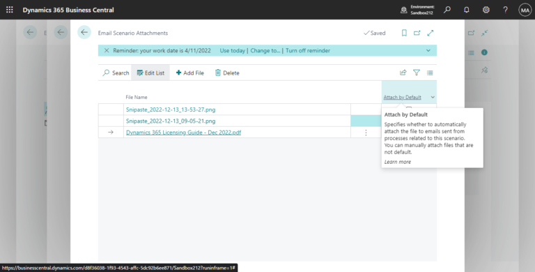 Use default attachments in email sent from Dynamics 365 Business ...