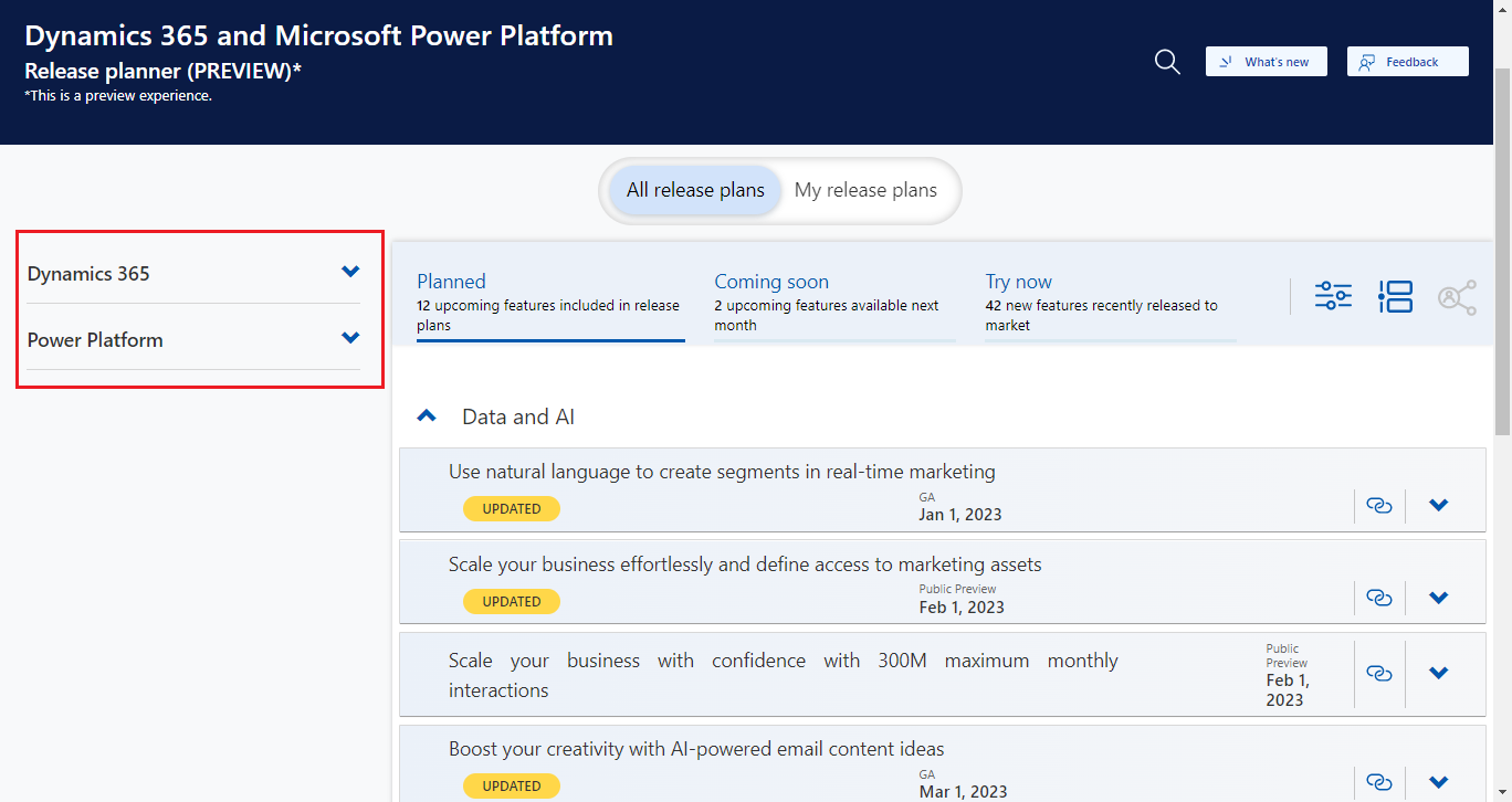 Dynamics 365 and Microsoft Power Platform Release planner (Tracking new ...