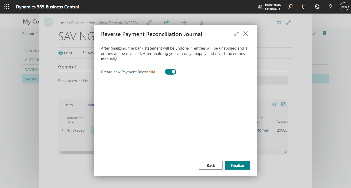 Business Central 2022 wave 2 (BC21) new features: Reverse payment ...