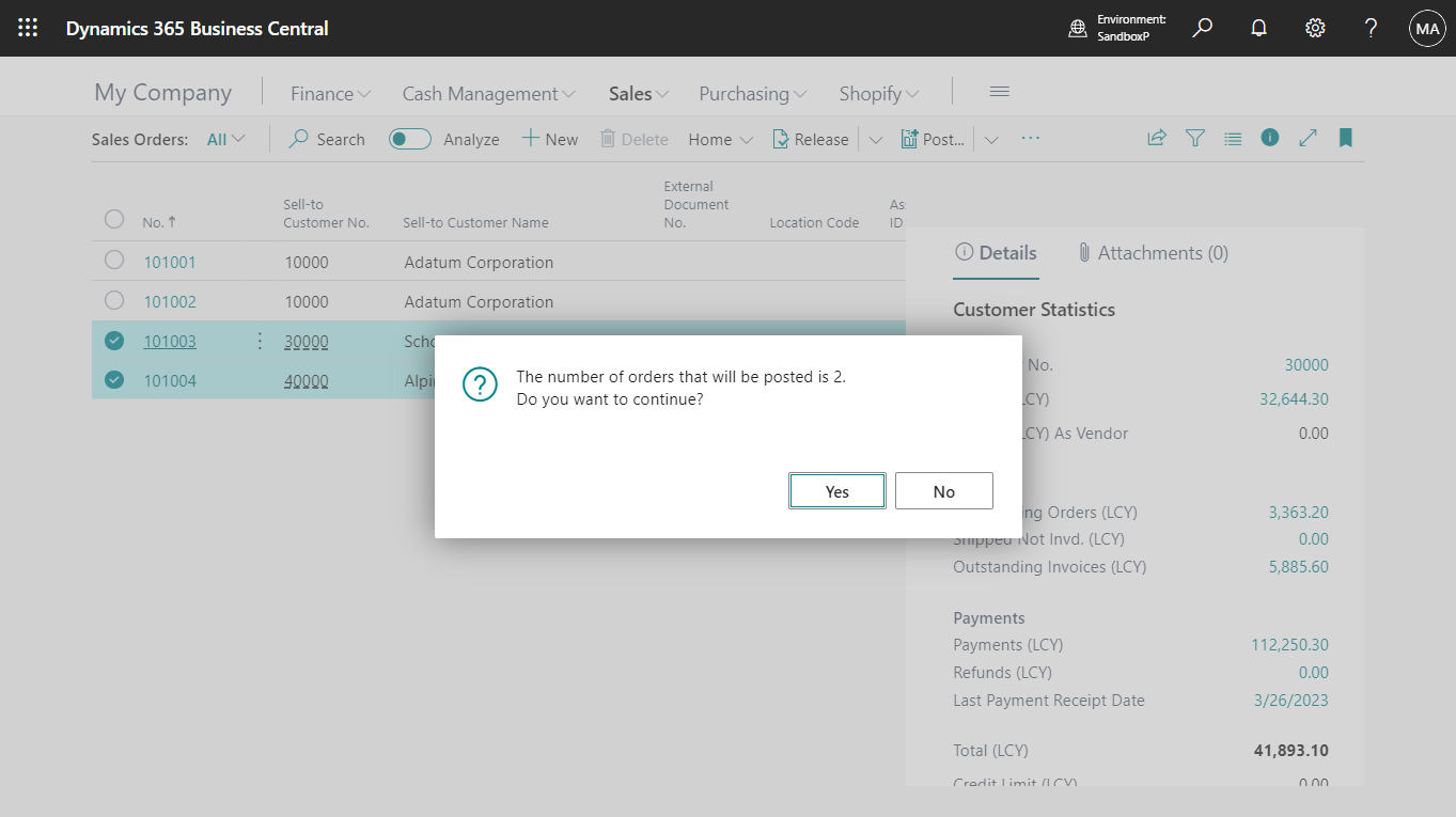 Business Central 2023 wave 1 (BC22) new features: Post multiple ...