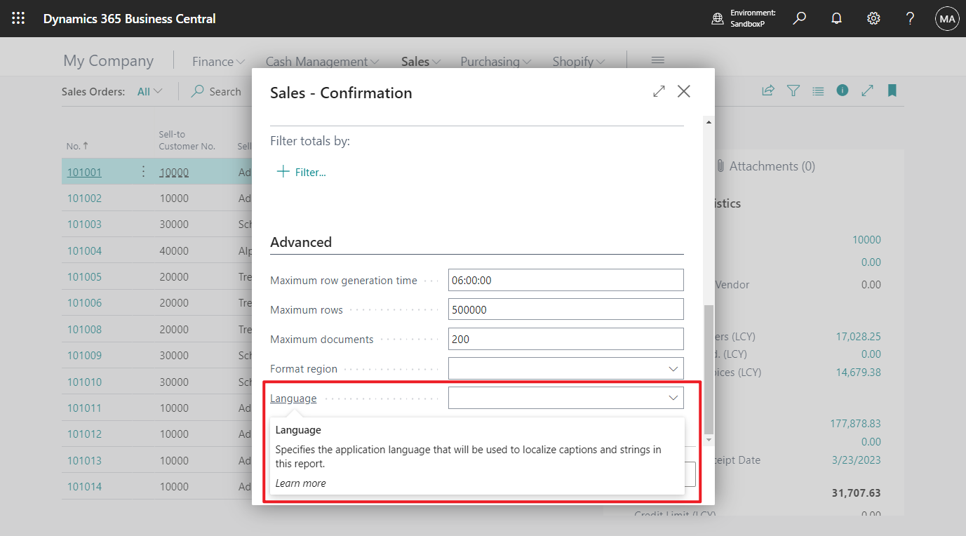 Business Central 2023 wave 1 (BC22) new features: Define regional settings per report using a ...