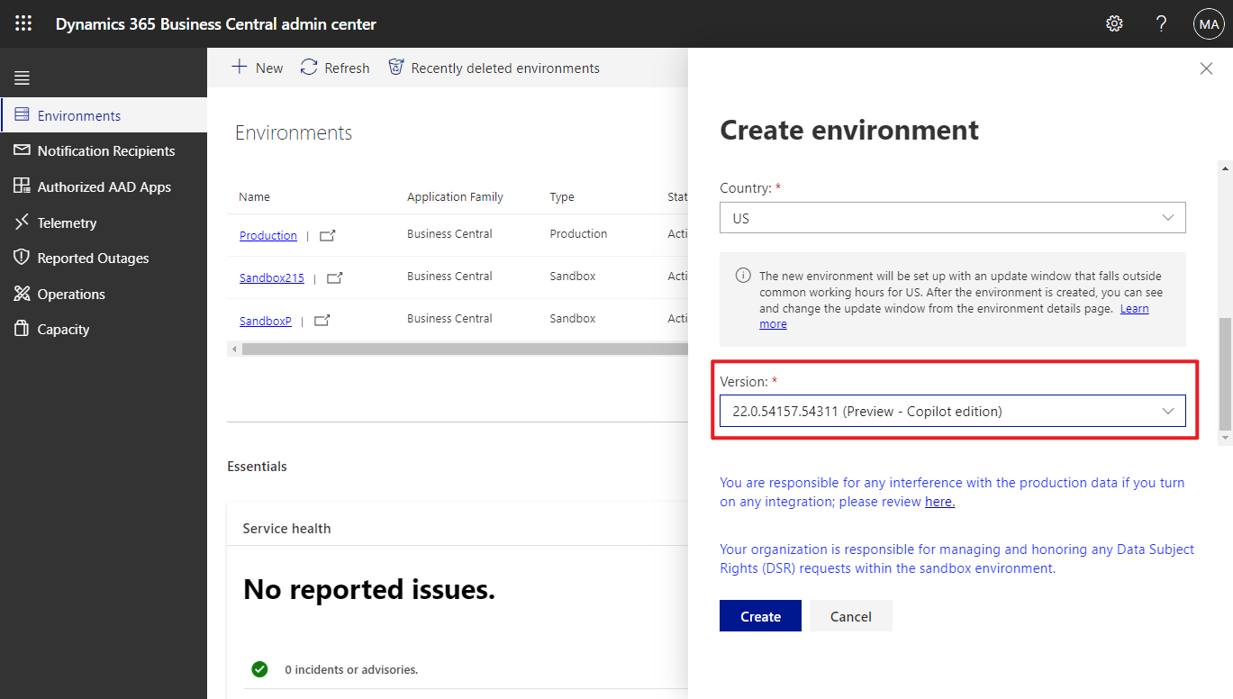 Get started with a Business Central preview version – Copilot edition ...