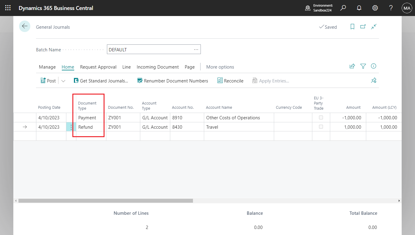 Dynamics 365 Business Central: Balance by document number and document ...
