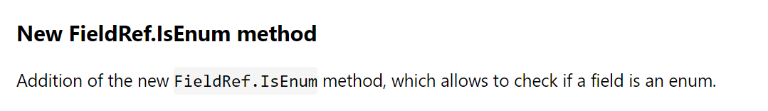 Business Central 2023 wave 2 (BC23): Check if a field is an enum (New FieldRef.IsEnum method ...