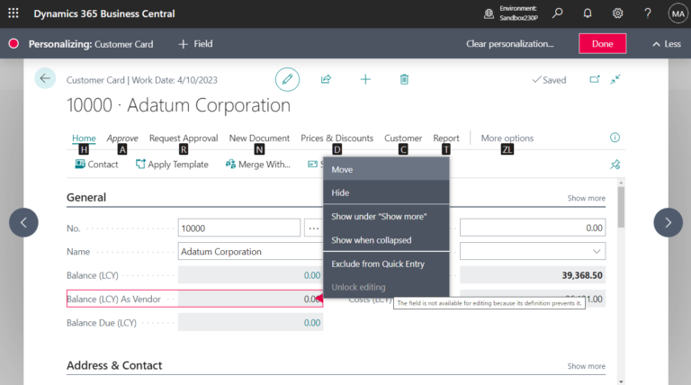 Business Central 2023 wave 2 (BC23): Customize field editability from ...