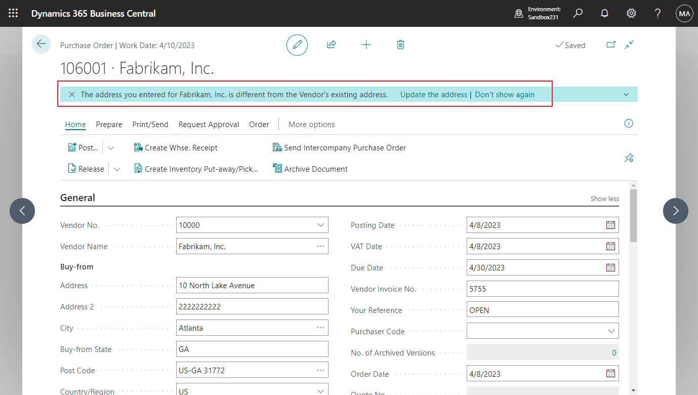 Dynamics 365 Business Central: Update customer’s existing address from ...