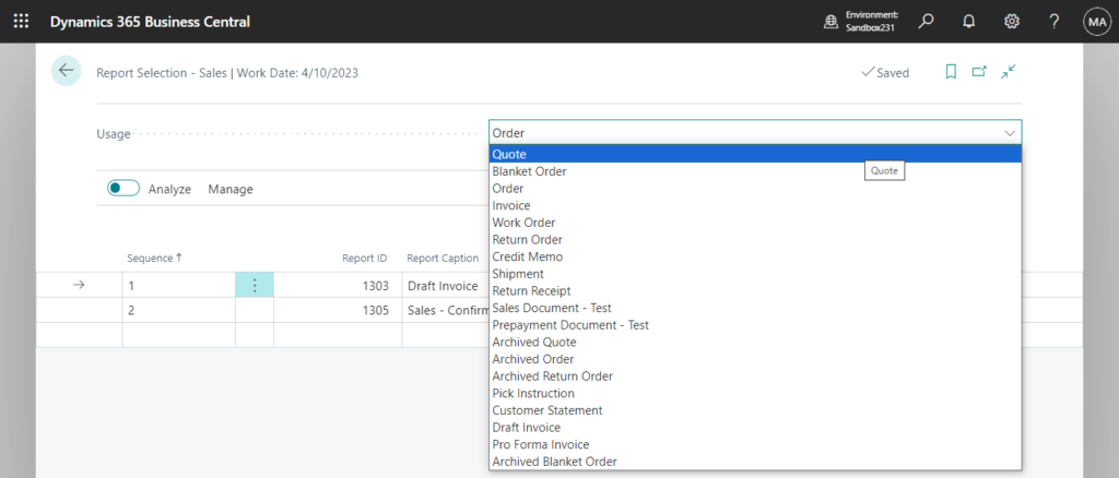 Dynamics 365 Business Central: Report Selection for standard documents ...