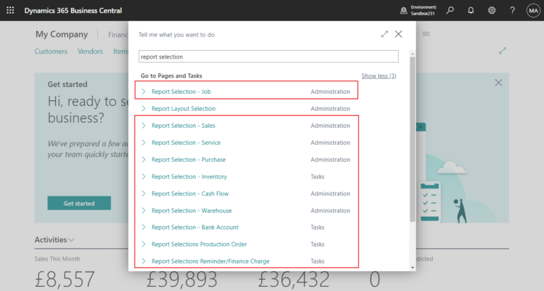 Dynamics 365 Business Central: Report Selection for standard documents ...