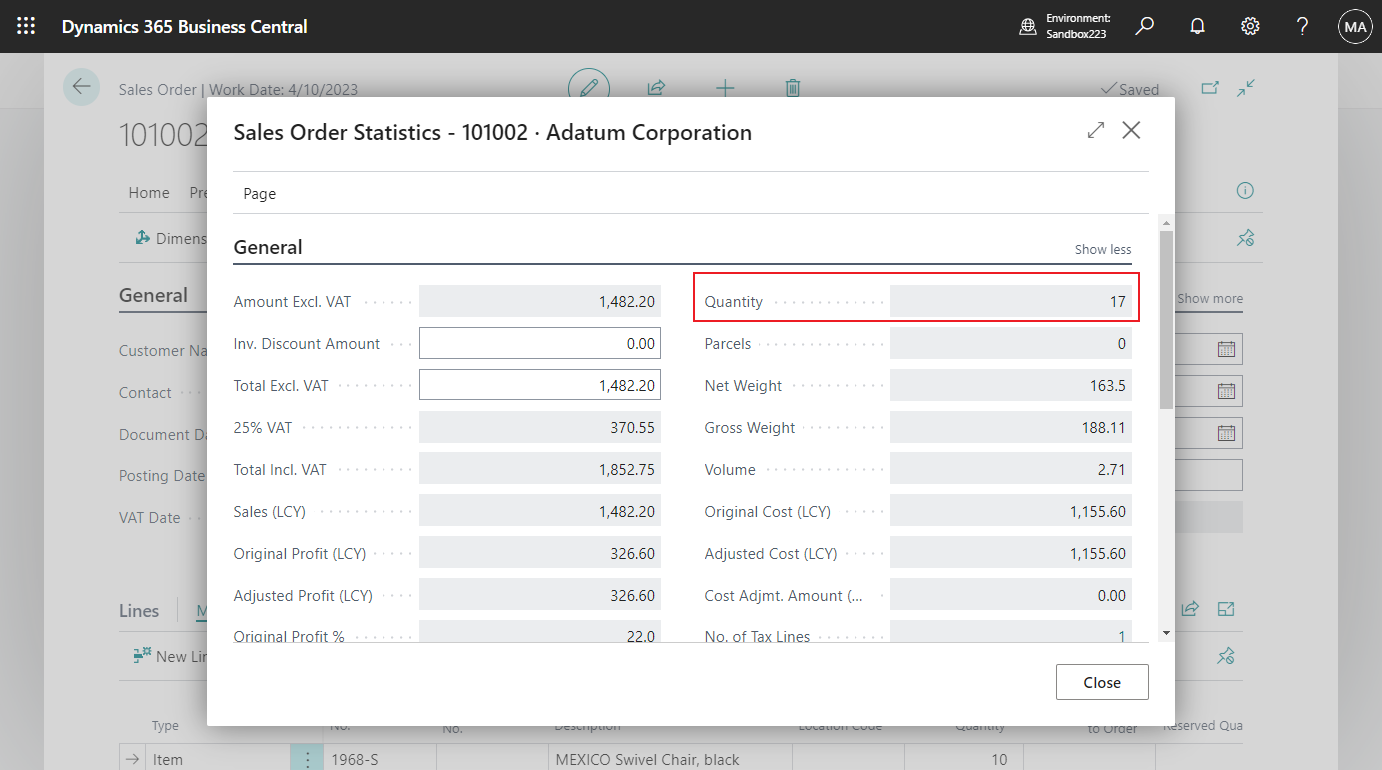 Dynamics 365 Business Central: How to add Total Quantity, Number of ...
