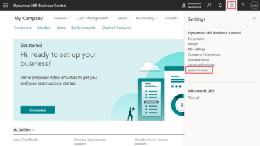 Dynamics 365 Business Central: How to open BC Admin Center and M365 ...