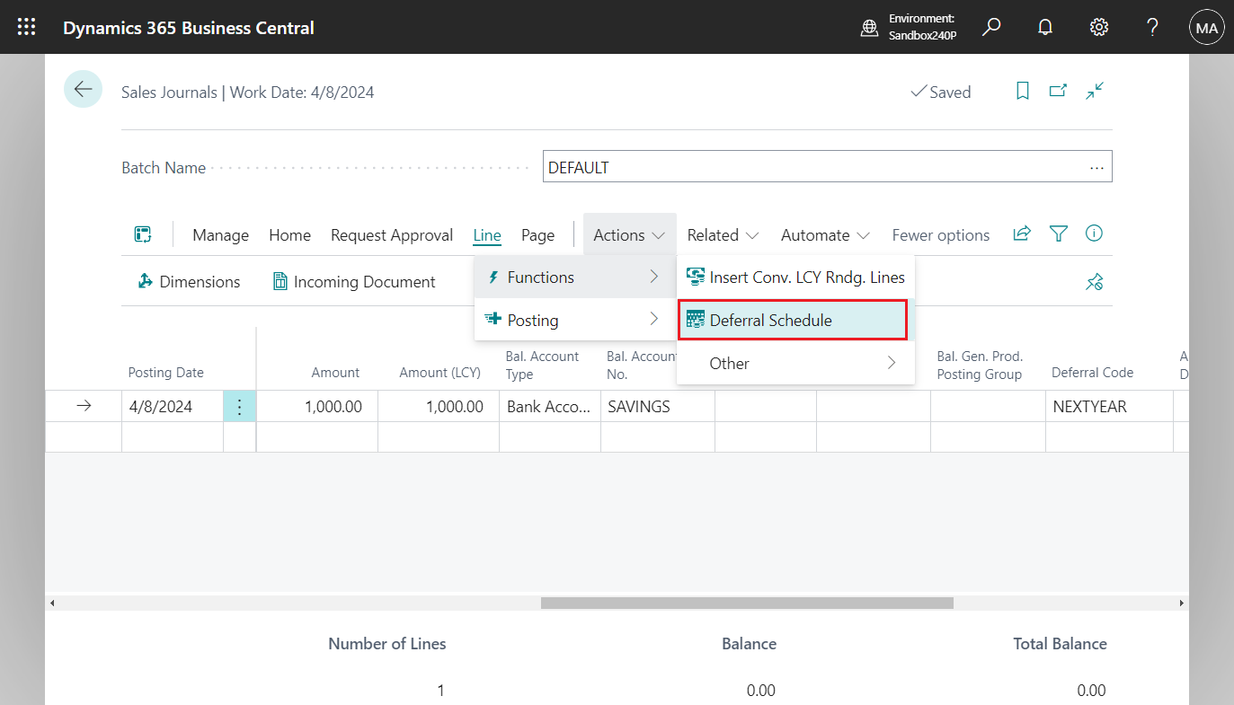 Business Central 2024 wave 1 (BC24): Use deferral codes (deferrals ...