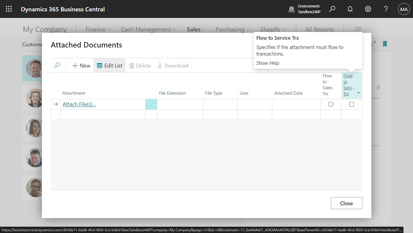 Business Central 2024 wave 1 (BC24): Manage document attachments in service items and documents ...