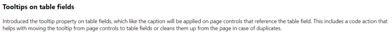 Business Central 2024 wave 1 (BC24): Tooltips on table fields (ToolTip ...