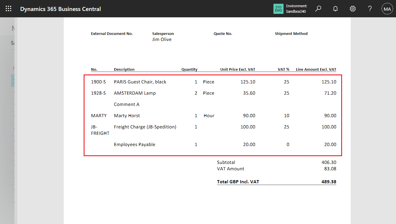 Dynamics 365 Business Central: How to print all type of lines in ...