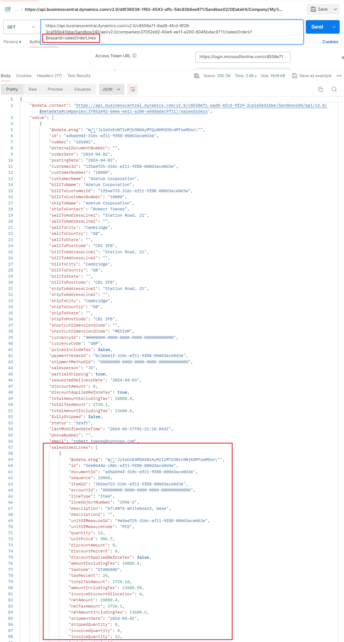 Dynamics 365 Business Central: How to use filter expressions in API related resource ($expand ...